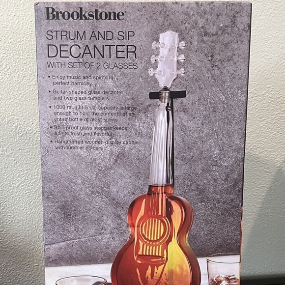 Brookstone | Kitchen | Guitar Whiskey Decanter Mahogany Base Wine ...